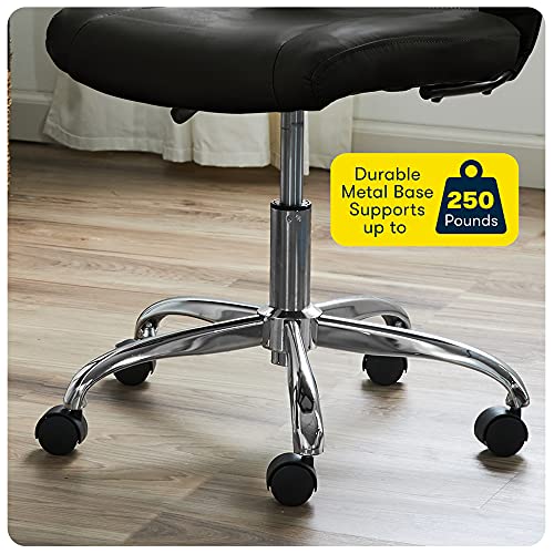 Serta 48740 Essential Mesh Low-Back Computer Desk Task Chair with No Arms for Home Office or Conference Room, Faux Leather, Black