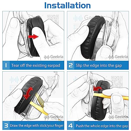 Geekria Elite Sheepskin Replacement Ear Pads for DENON AH-D2000, D5000, D5200, D7000, D7200, D9200 Headphones Earpads, Headset Ear Cushion Repair Parts (Black)