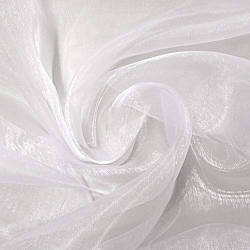 MDS Pack of 10 Yard Bridal Solid Sheer Organza Fabric Bolt for Wedding Dress,Fashion, Crafts, Decorations Silky Shiny Organza 44”- White