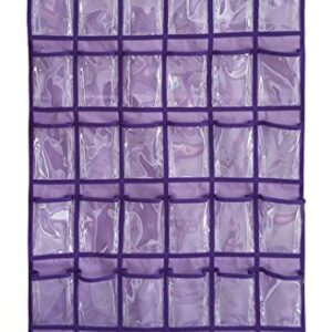 NIMES Hanging Closet Underwear Sock Jewelry Storage Over The Door Classroom Cell Phone Calculator Organizer 36 Clear Pockets (Purple)