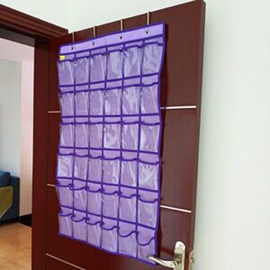 NIMES Hanging Closet Underwear Sock Jewelry Storage Over The Door Classroom Cell Phone Calculator Organizer 36 Clear Pockets (Purple)