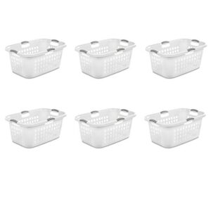 sterilite 12168006 2 bushel 71l ultra laundry basket, white w/titanium handles, 6 pack