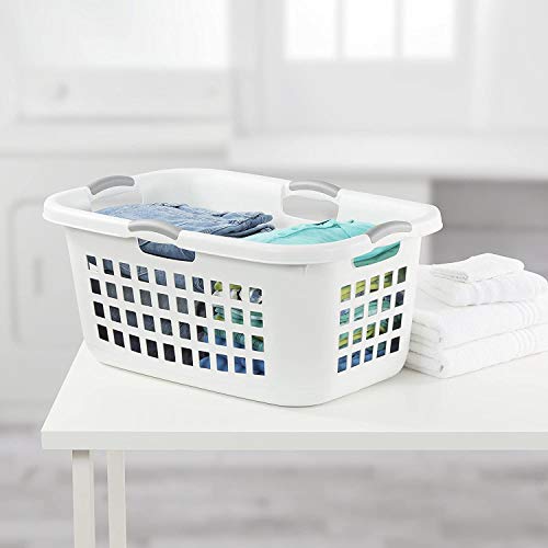 Sterilite 12168006 2 Bushel 71L Ultra Laundry Basket, White w/Titanium handles, 6 pack