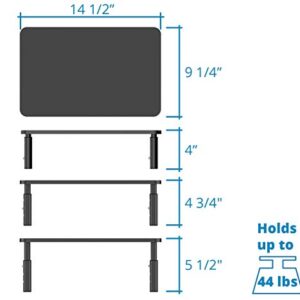 Husky Mounts Monitor Riser Laptop Stand, Adjustable Legs, Stackable, 14.5" x 9.25" x 5.5" Max Height, Matte Steel, Black.