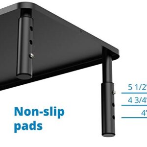 Husky Mounts Monitor Riser Laptop Stand, Adjustable Legs, Stackable, 14.5" x 9.25" x 5.5" Max Height, Matte Steel, Black.