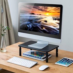 Husky Mounts Monitor Riser Laptop Stand, Adjustable Legs, Stackable, 14.5" x 9.25" x 5.5" Max Height, Matte Steel, Black.