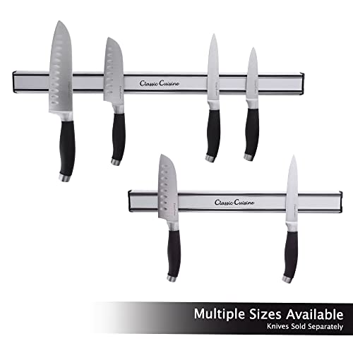 16 inch Magnetic Knife Storage Strip- Aluminum Bar with Heavy Duty Magnets- Space Saving Safe Storage Holder for Knives, Utensils by Classic Cuisine