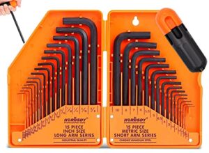 horusdy 30-piece hex key set, allen wrench set inch/metric mm(0.7mm-10mm) sae(0.028"-3/8)