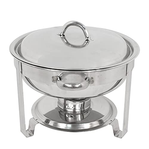 ZENY Pack of 3 Round Chafing Dish Full Size 5 Quart Stainless Steel Deep Pans Chafer Dish Set Buffet Catering Party Events Warmer Serving Set Utensils w/Fuel Holder