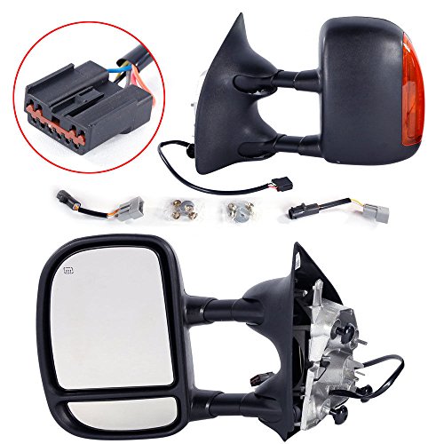 Towing Mirrors Replacement for 1999-2007 Ford F250 F350 F450 F550 Super Duty 2001-2005 Ford Excursion Tow Mirrors Power Heated with LED Signal Light Side Mirrors