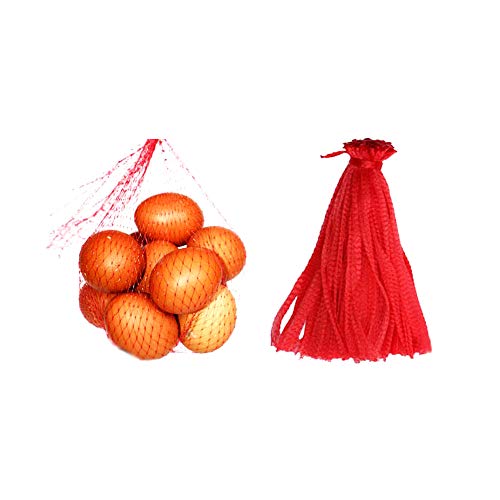 CUGBO 200pcs 19" Mesh Produce Bag Reusable Net Bag Nylon Toys Fruits Vegetables Drawstring Storage Poly Bags With Rope