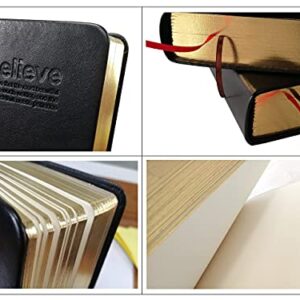 Thick Journal with Golden Rim,Blank Premium Papers,Hardcover Notebook with Black Soft Faux Leather Cover,440 Pages 220 Sheets 5x7 inches Sketchbook for Writing Drawing