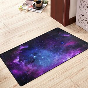 my little nest universe galaxy purple sky stars custom area rug 20" x 31" lightweight modern floor mat non-slip indoor outdoor decor soft carpet for bedroom living dining room