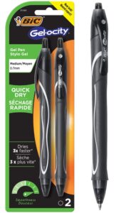 bic rglcgp21-blk gel-ocity retractable quick dry gel pen44; black - pack of 2