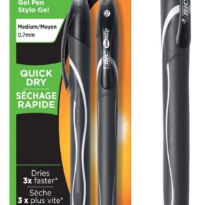 Bic RGLCGP21-BLK Gel-ocity Retractable Quick Dry Gel Pen44; Black - Pack of 2