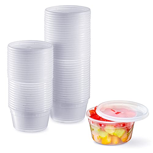 Pantry Value 12 oz. Plastic Deli Food Storage Containers with Airtight Lids [48 Sets]