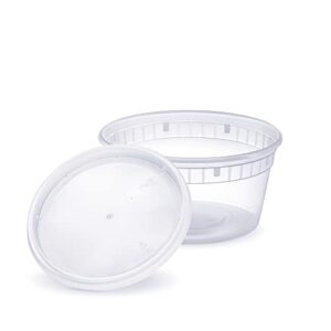 Pantry Value 12 oz. Plastic Deli Food Storage Containers with Airtight Lids [48 Sets]