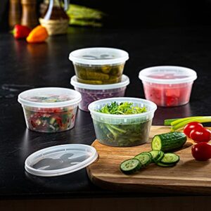 Pantry Value 12 oz. Plastic Deli Food Storage Containers with Airtight Lids [48 Sets]