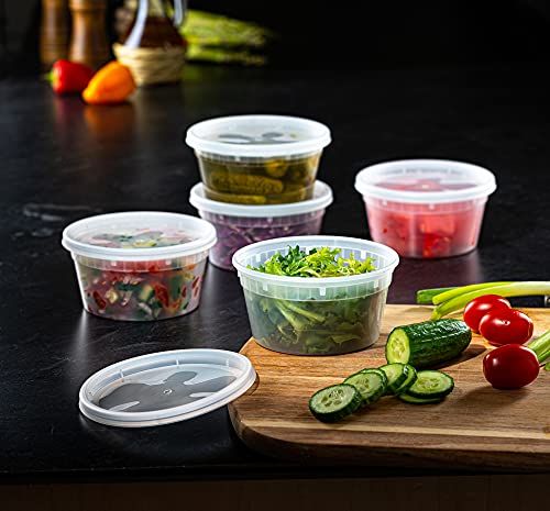 Pantry Value 12 oz. Plastic Deli Food Storage Containers with Airtight Lids [48 Sets]