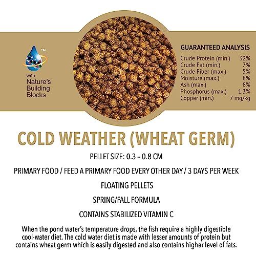 MICROBE-LIFT MLLWG Cold Weather Floating Fish Food Pellets with Wheat Germ for Ponds, Water Gardens, and Fountains, for Live Goldfish and Koi (12 Ounces)