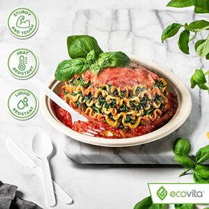 100% Compostable Forks Spoons Knives Cutlery Combo Set - 380 Large Disposable Utensils (7 in.) Eco Friendly Durable and Heat Resistant Alternative to Plastic Silverware with Convenient Tray by Ecovita