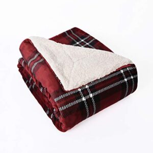 Life Comfort Microfiber Plush Polyester 60"x70" Large All Season Blanket for Bed or Couch Ultimate Sherpa Throw, Red Plaid