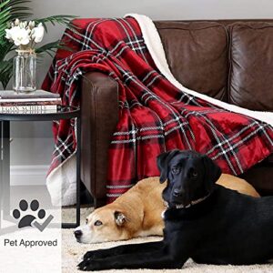 Life Comfort Microfiber Plush Polyester 60"x70" Large All Season Blanket for Bed or Couch Ultimate Sherpa Throw, Red Plaid