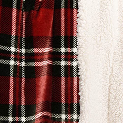 Life Comfort Microfiber Plush Polyester 60"x70" Large All Season Blanket for Bed or Couch Ultimate Sherpa Throw, Red Plaid