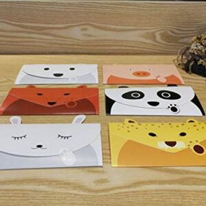 JINSRAY Cute Lovely Animal Cartoon Letter Writing Stationery Paper, Greeting Card, Thank You Card, 12pcs with Envelopes and Animal Stickers，Size 6.3" X 8.3" Paper, – Panda Bear Fox Leopard Pig Rabbit