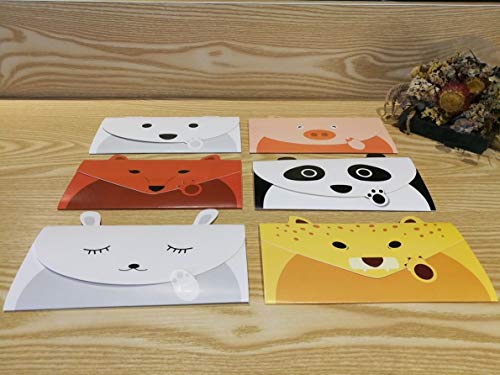 JINSRAY Cute Lovely Animal Cartoon Letter Writing Stationery Paper, Greeting Card, Thank You Card, 12pcs with Envelopes and Animal Stickers，Size 6.3" X 8.3" Paper, – Panda Bear Fox Leopard Pig Rabbit