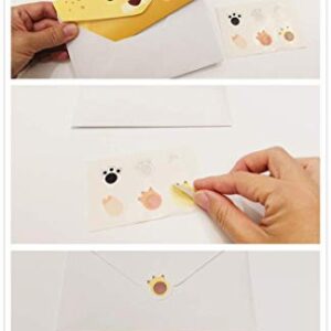 JINSRAY Cute Lovely Animal Cartoon Letter Writing Stationery Paper, Greeting Card, Thank You Card, 12pcs with Envelopes and Animal Stickers，Size 6.3" X 8.3" Paper, – Panda Bear Fox Leopard Pig Rabbit