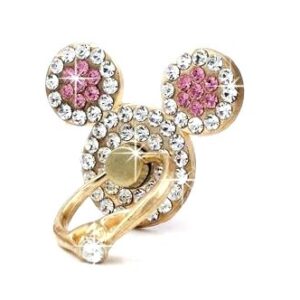 AccessoryHappy Mickey Ears Ring Stand, Rhinestone Crystal Bling Diamond 360° Rotation Cell Phone Stent Holder Grip Kickstand Compatible with iPhone 7 7 Plus iPhone 8 8 Plus 6S 6 Galaxy S7 S8 (Pink)