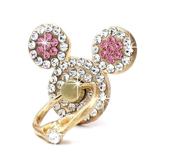 AccessoryHappy Mickey Ears Ring Stand, Rhinestone Crystal Bling Diamond 360° Rotation Cell Phone Stent Holder Grip Kickstand Compatible with iPhone 7 7 Plus iPhone 8 8 Plus 6S 6 Galaxy S7 S8 (Pink)