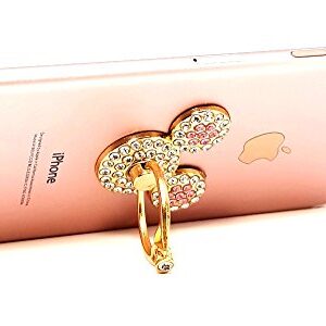 AccessoryHappy Mickey Ears Ring Stand, Rhinestone Crystal Bling Diamond 360° Rotation Cell Phone Stent Holder Grip Kickstand Compatible with iPhone 7 7 Plus iPhone 8 8 Plus 6S 6 Galaxy S7 S8 (Pink)