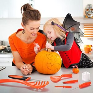 Pumpkin Carving Kit for Kids, 6 Easy Halloween Pumpkin Carving Tools Set, 6 LED Candles, 10 Carving Stencils & 20 Halloween Cellophane Candy Bags