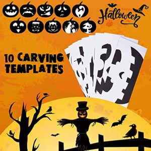 Pumpkin Carving Kit for Kids, 6 Easy Halloween Pumpkin Carving Tools Set, 6 LED Candles, 10 Carving Stencils & 20 Halloween Cellophane Candy Bags