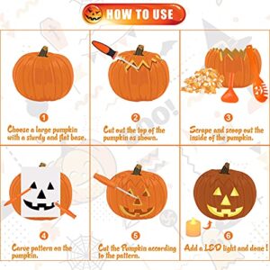 Pumpkin Carving Kit for Kids, 6 Easy Halloween Pumpkin Carving Tools Set, 6 LED Candles, 10 Carving Stencils & 20 Halloween Cellophane Candy Bags