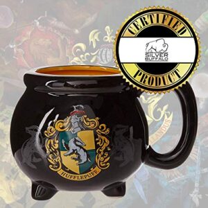 Silver Buffalo Harry Potter House Hufflepuff Crest Cauldron Ceramic 3D Sculpted Mug, 20 oz