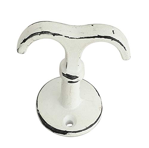 Mascot Hardware Double Prong Hook Round Base 2-1/6 in. Distressed White