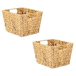 11.5" hyacinth storage basket with handles, rectangular, by trademark innovations (set of 2)