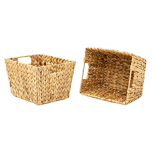 11.5" Hyacinth Storage Basket with Handles, Rectangular, by Trademark Innovations (Set of 2)