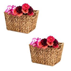 11.5" Hyacinth Storage Basket with Handles, Rectangular, by Trademark Innovations (Set of 2)