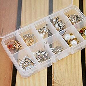 4 Pcs 15 Grids 6.85 Inch x 3.85 Inch Adjustable Small Removable Clear Plastic Jewelry Organizer Divider Storage Box Jewelry Earring Tool Containers (4pack(15-Grid ))