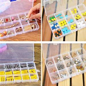 4 Pcs 15 Grids 6.85 Inch x 3.85 Inch Adjustable Small Removable Clear Plastic Jewelry Organizer Divider Storage Box Jewelry Earring Tool Containers (4pack(15-Grid ))