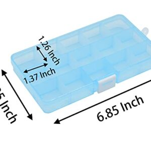 4 Pcs 15 Grids 6.85 Inch x 3.85 Inch Adjustable Small Removable Clear Plastic Jewelry Organizer Divider Storage Box Jewelry Earring Tool Containers (4pack(15-Grid ))