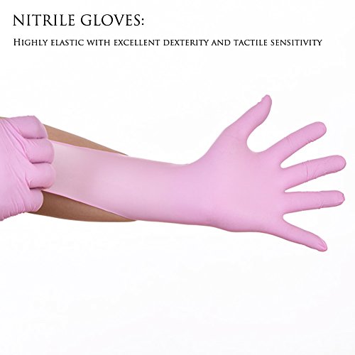 100 Pack Pink Vinyl Disposable Gloves - Latex Free and Power Free Food Grade Exam Gloves for Cleaning, Food Prep, Kitchen Use, Large