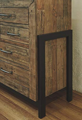 Signature Design by Ashley Sommerford Industrial Farmhouse 5 Drawer Chest with Dovetail Construction, Butcher-Block Brown, Black