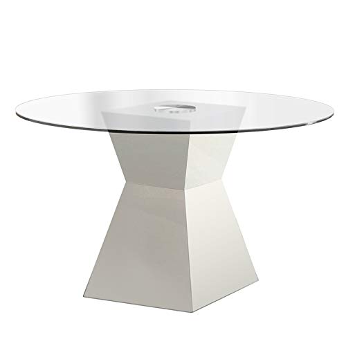 Furniture of America Dorazio Contemporary Round Glass Top Dining Table in White