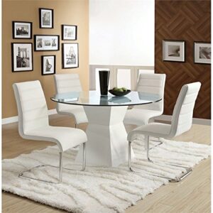 Furniture of America Dorazio Contemporary Round Glass Top Dining Table in White