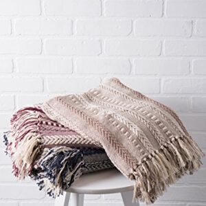 DII Braided Striped Throw, 50x60, Stone